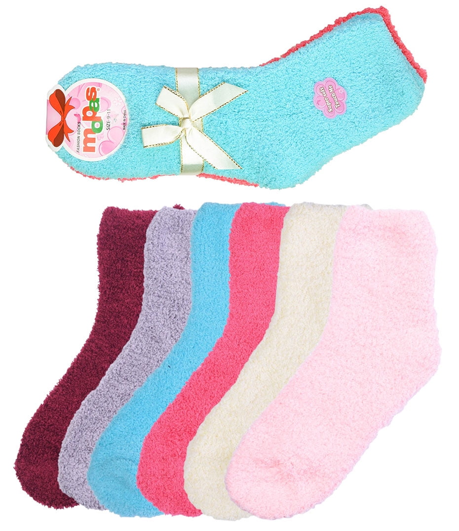 6 Pair Comfy Fluffy Women's Fuzzy Soft Slipper Socks, Plush Warm and ...