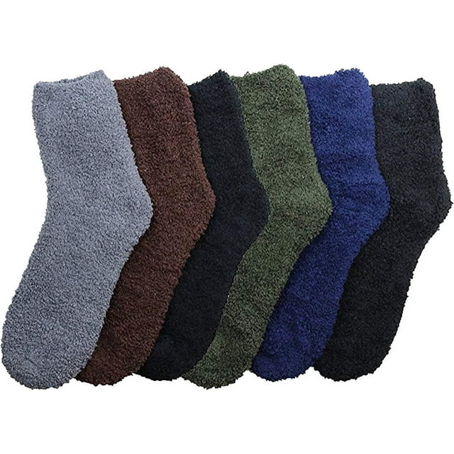 6 Pair Fluffy Comfy Women's Fuzzy Soft Slipper Socks, Plush Warm & Cozy ...