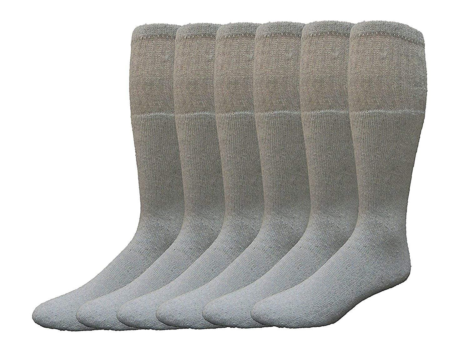 6 Pair of Yacht & Smith men's extra long tube socks, Gray, Sock Size 13 ...
