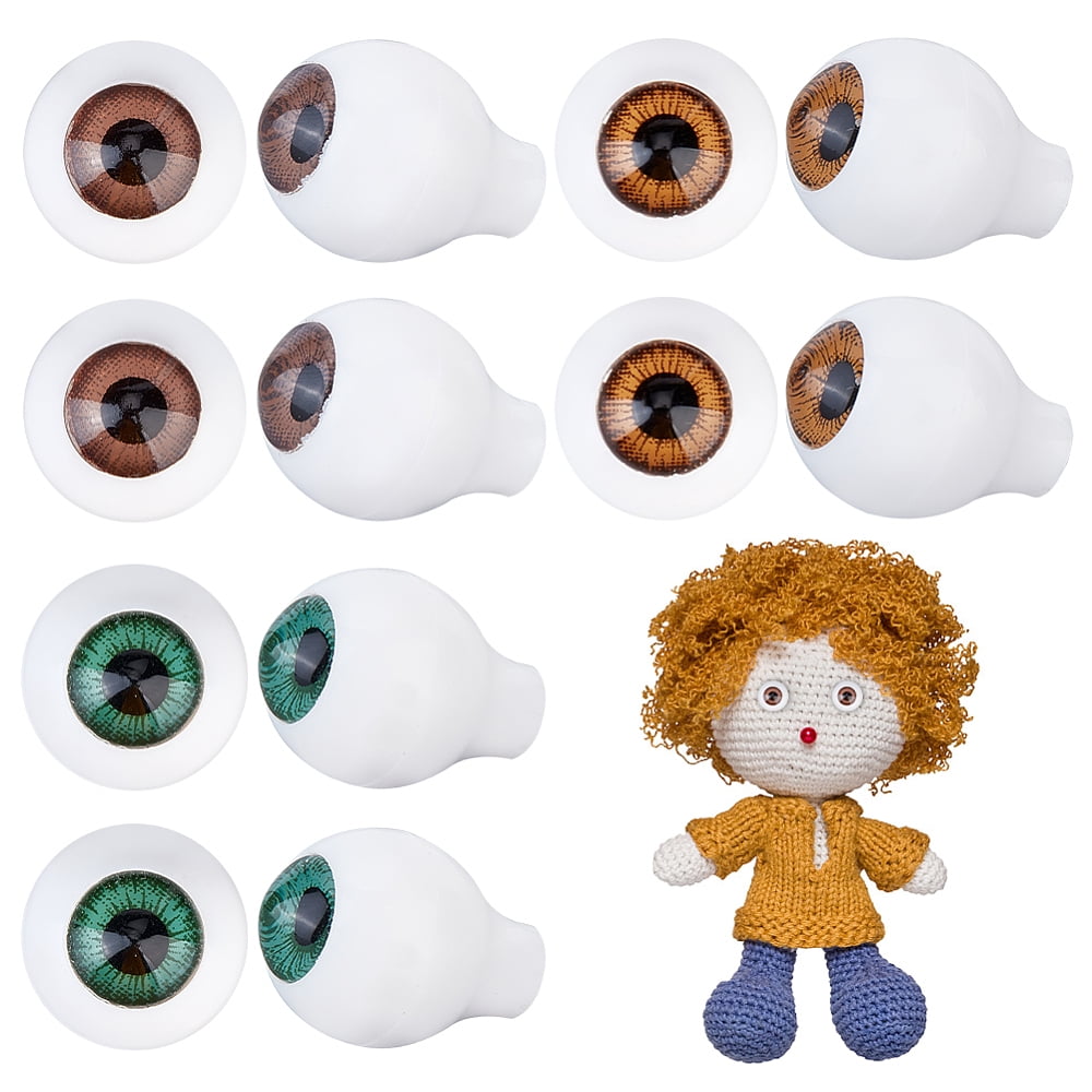6 Pairs 10mm Realistic Acrylic Eyes 3 Colors Round Eyeballs Bear Eyes ...