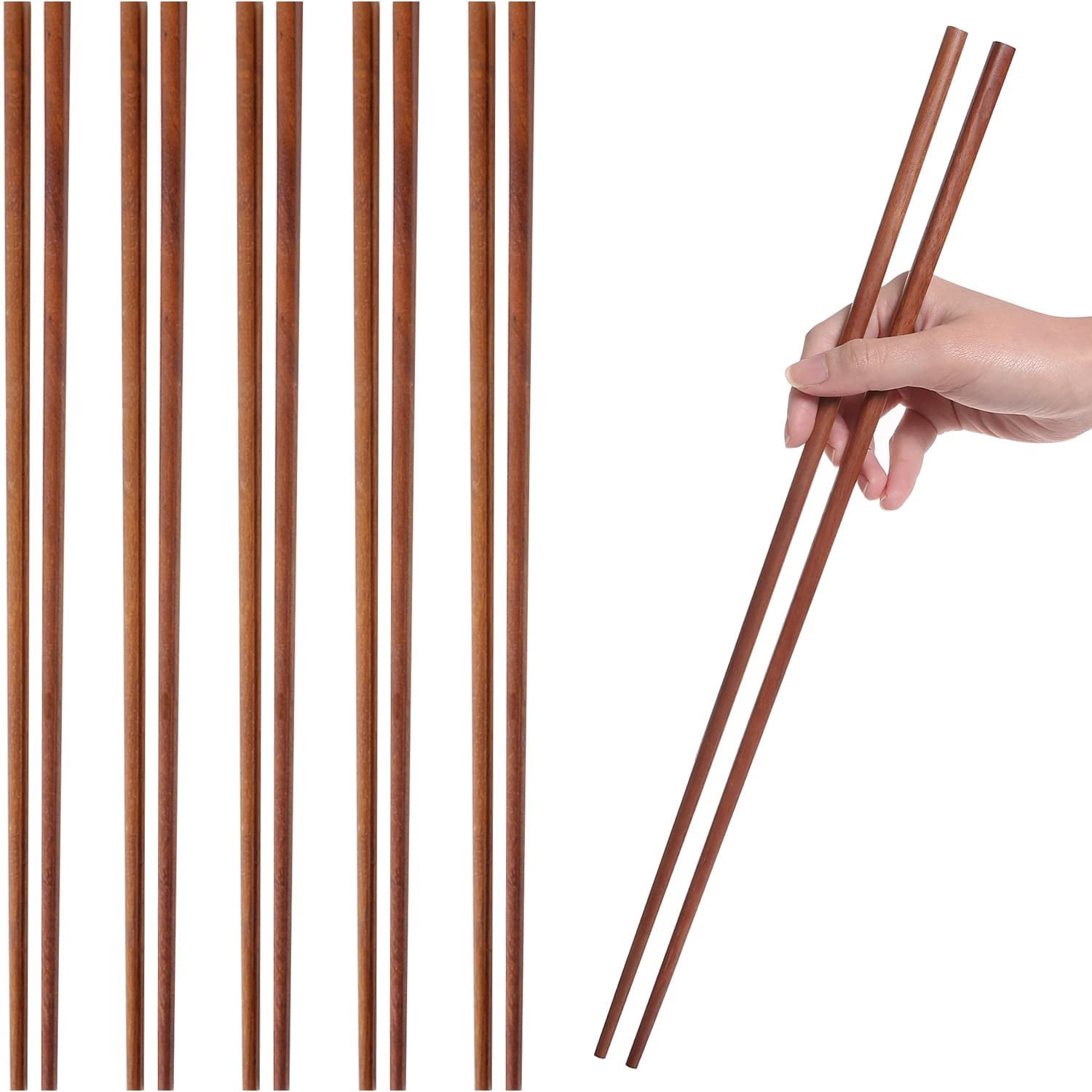 6 Pairs 16.5 Inches Hesignd Cooking Chopsticks, Extra Long Wooden ...
