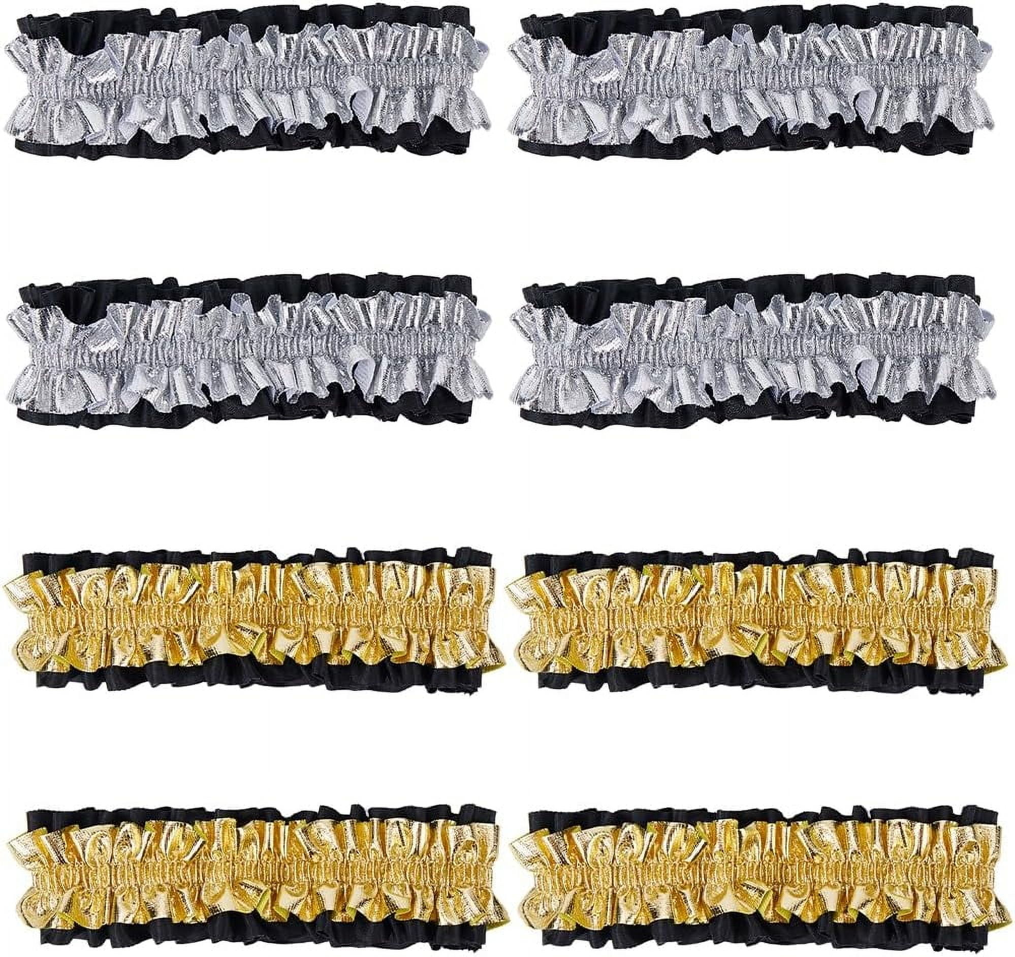 6 Pairs 2 Colors Polycotton Elastic Garter Leg Ring Mixed Color 36~40mm ...