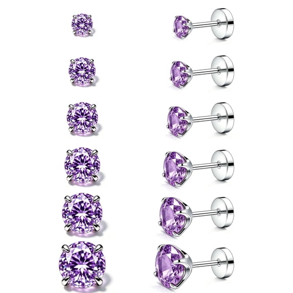 6 Pairs 20G Hypoallergenic Flat Back Earrings 316L Stainless Steel ...