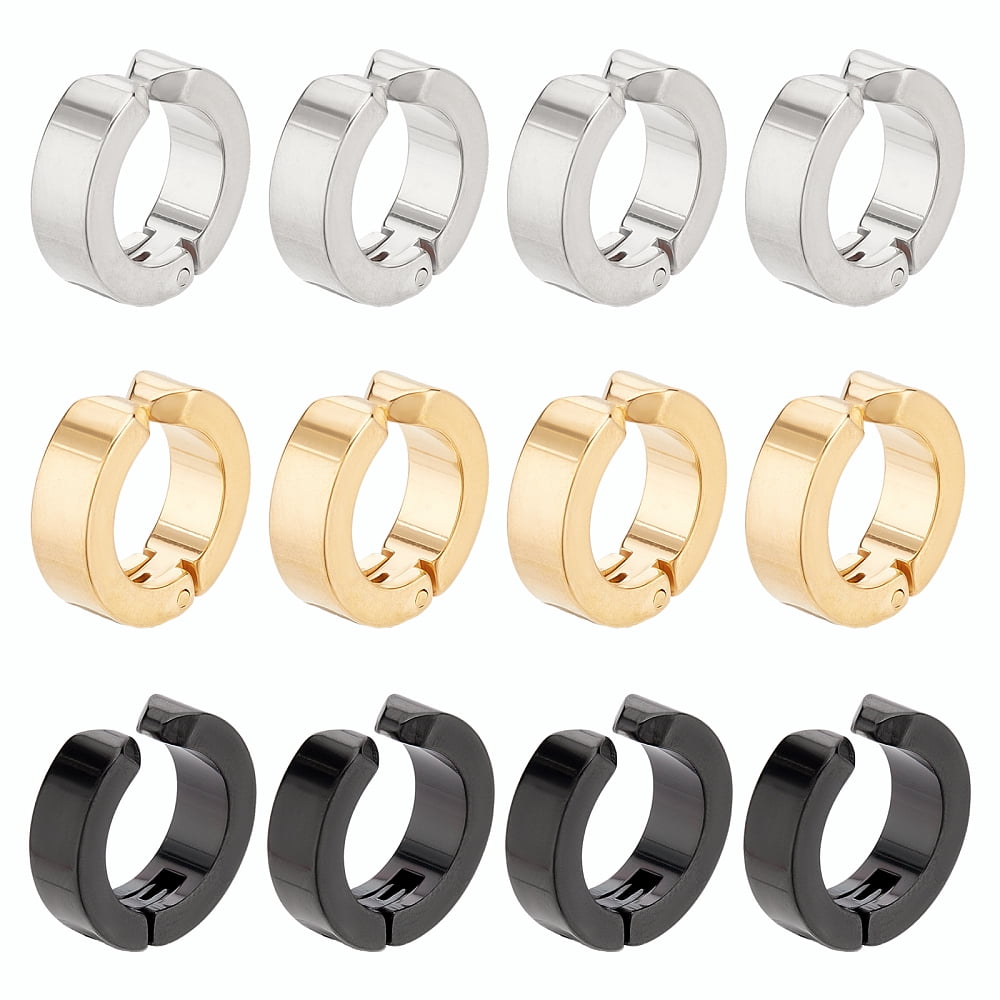 6 Pairs 3 Colors Ion Plating(IP) 304 Stainless Steel Cuff Earrings ...