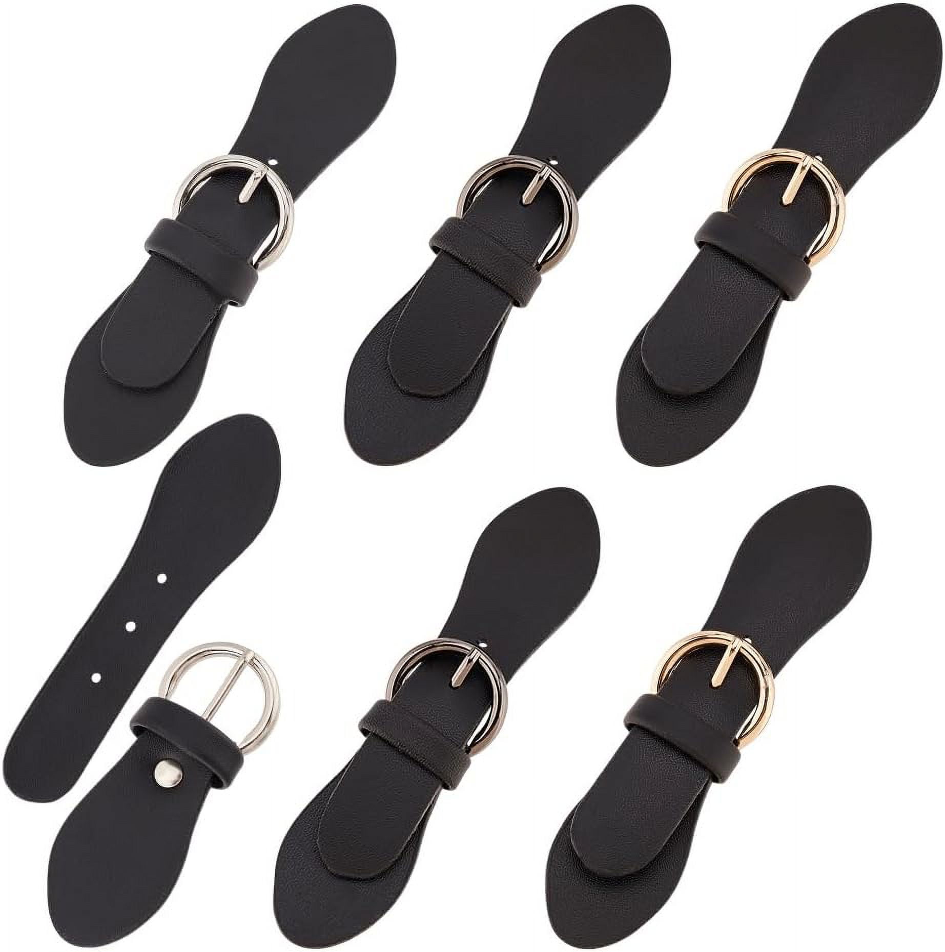 6 Pairs 3 Colors Leather Sew-On Toggles Closures Black PU Leather Snap ...