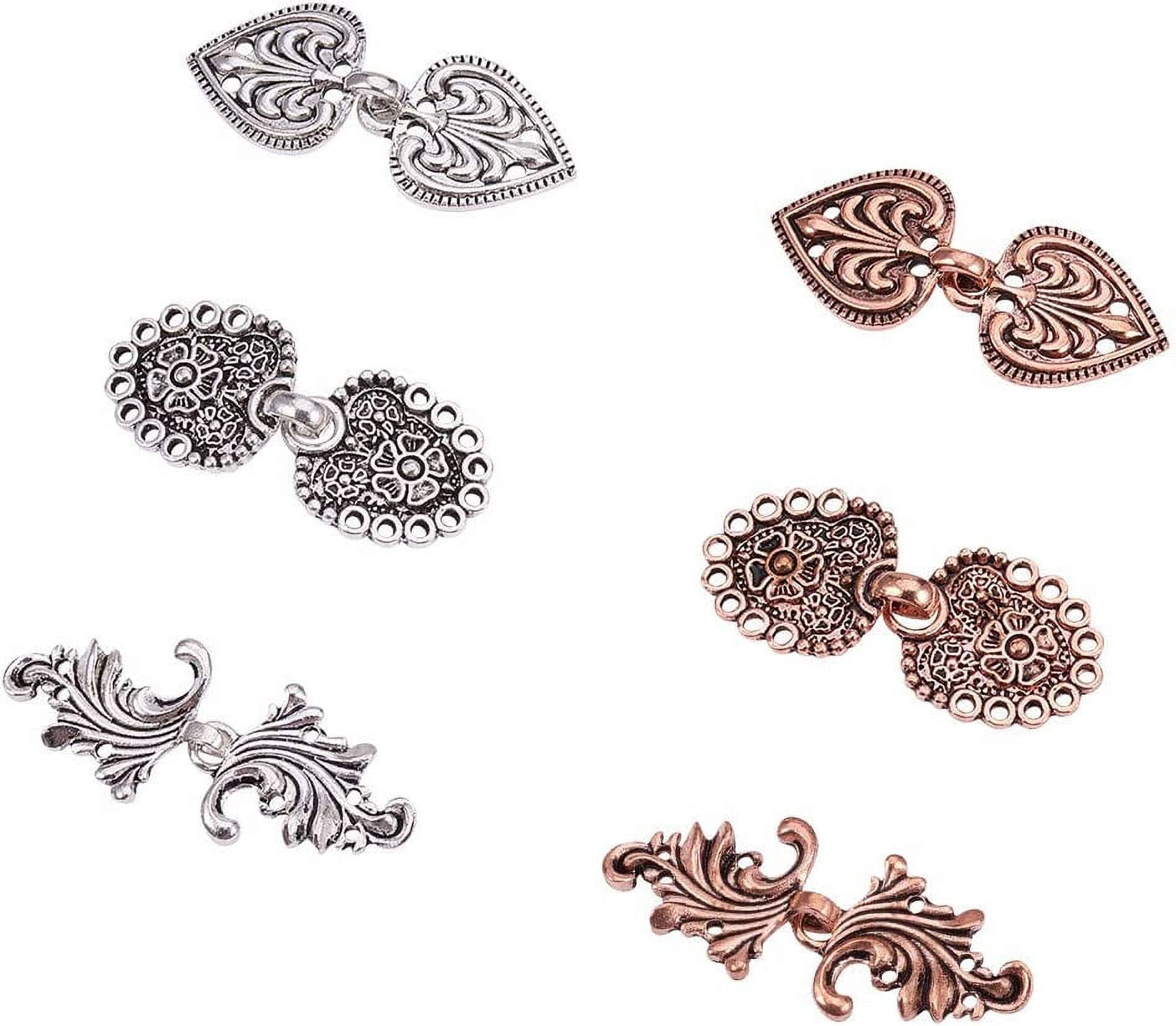 6 Pairs 3 Shapes Alloy Baroque Spade Cape or Cloak Clasp Fasteners ...