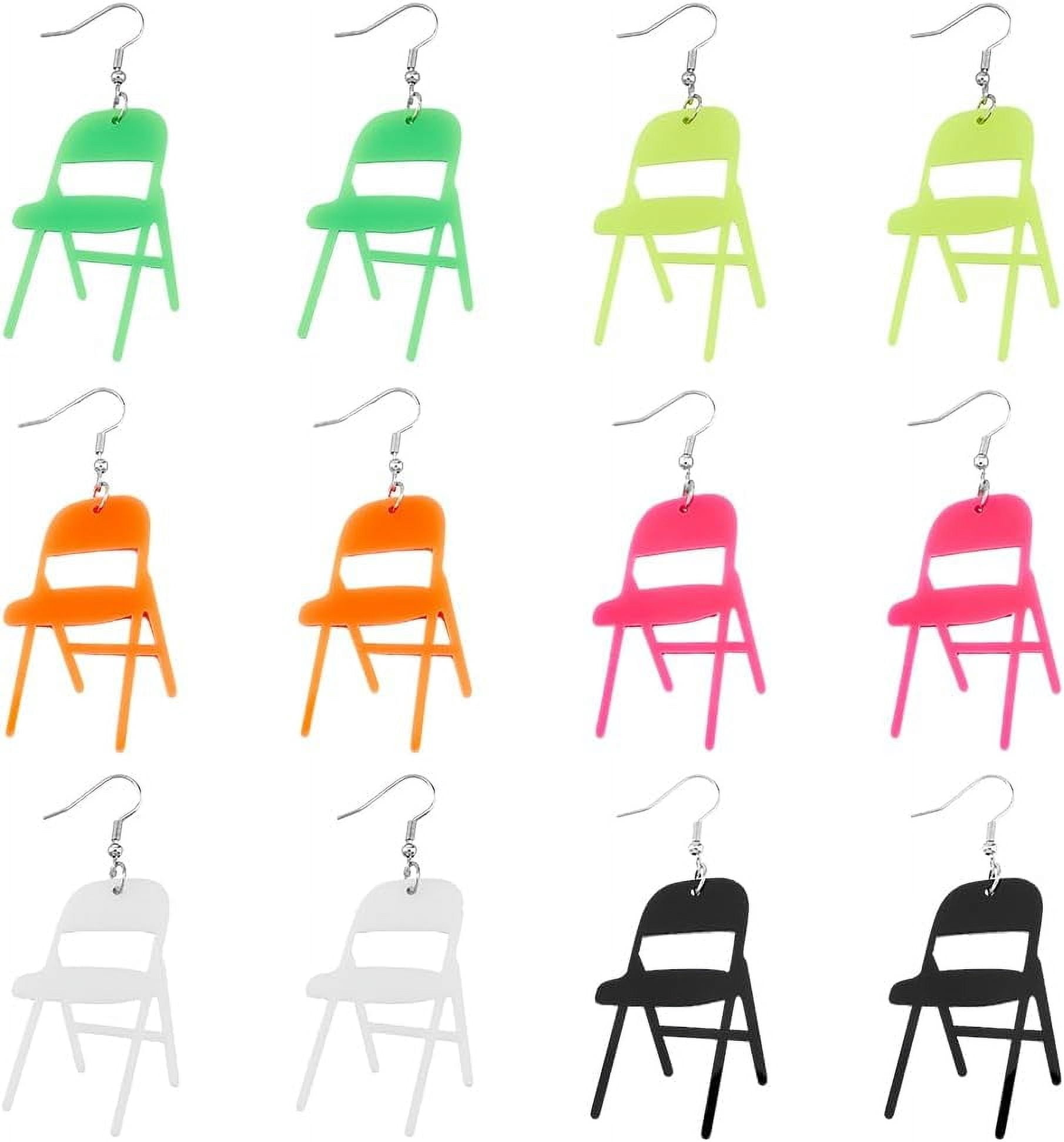 6 Pairs 6 Color Chair Earrings Folding Chair Dangle Earrings Funny ...