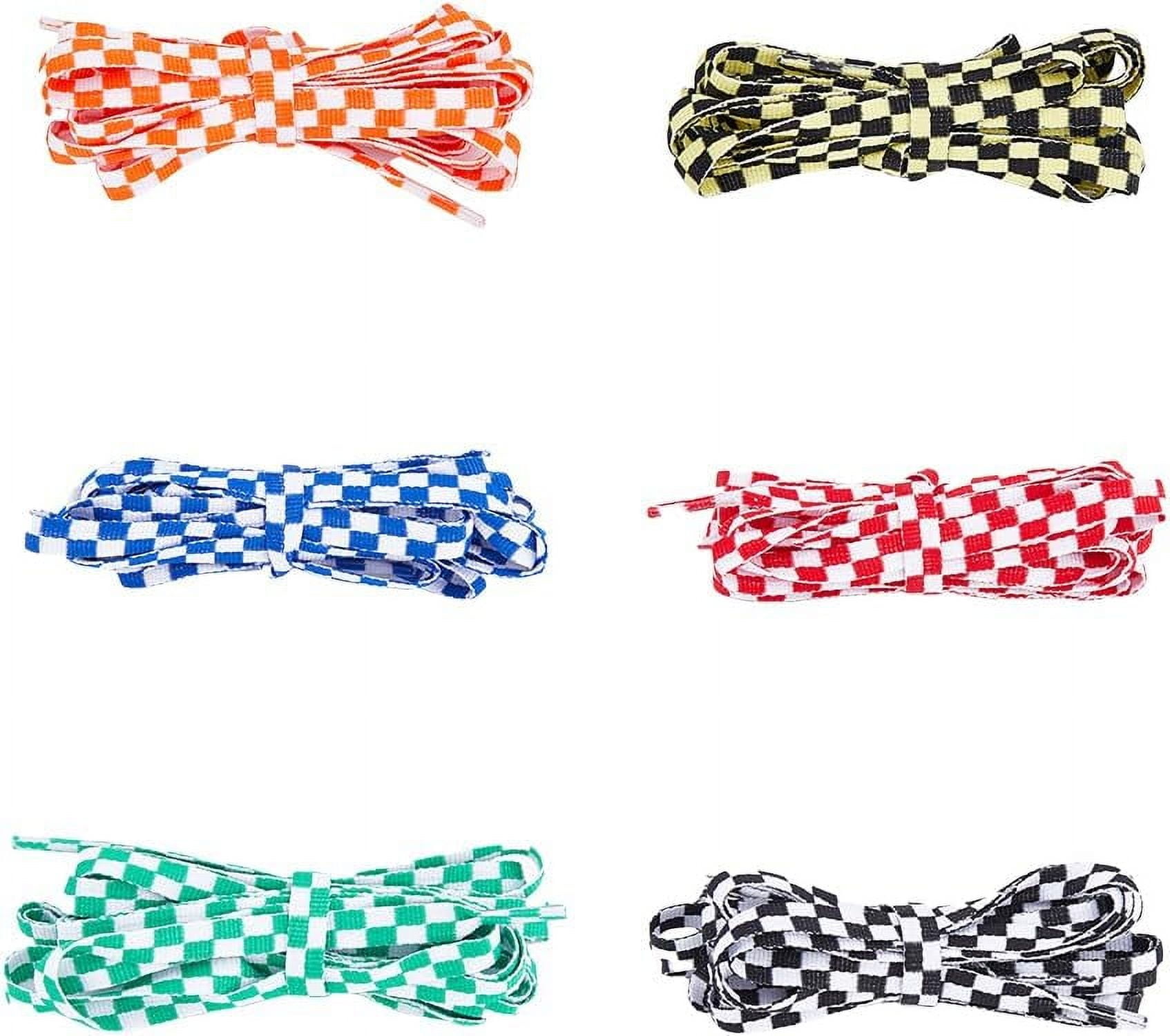 6 Pairs 6 Colors Tartan Pattern Shoelace 1.6m Two Tone Flat Shoe ...