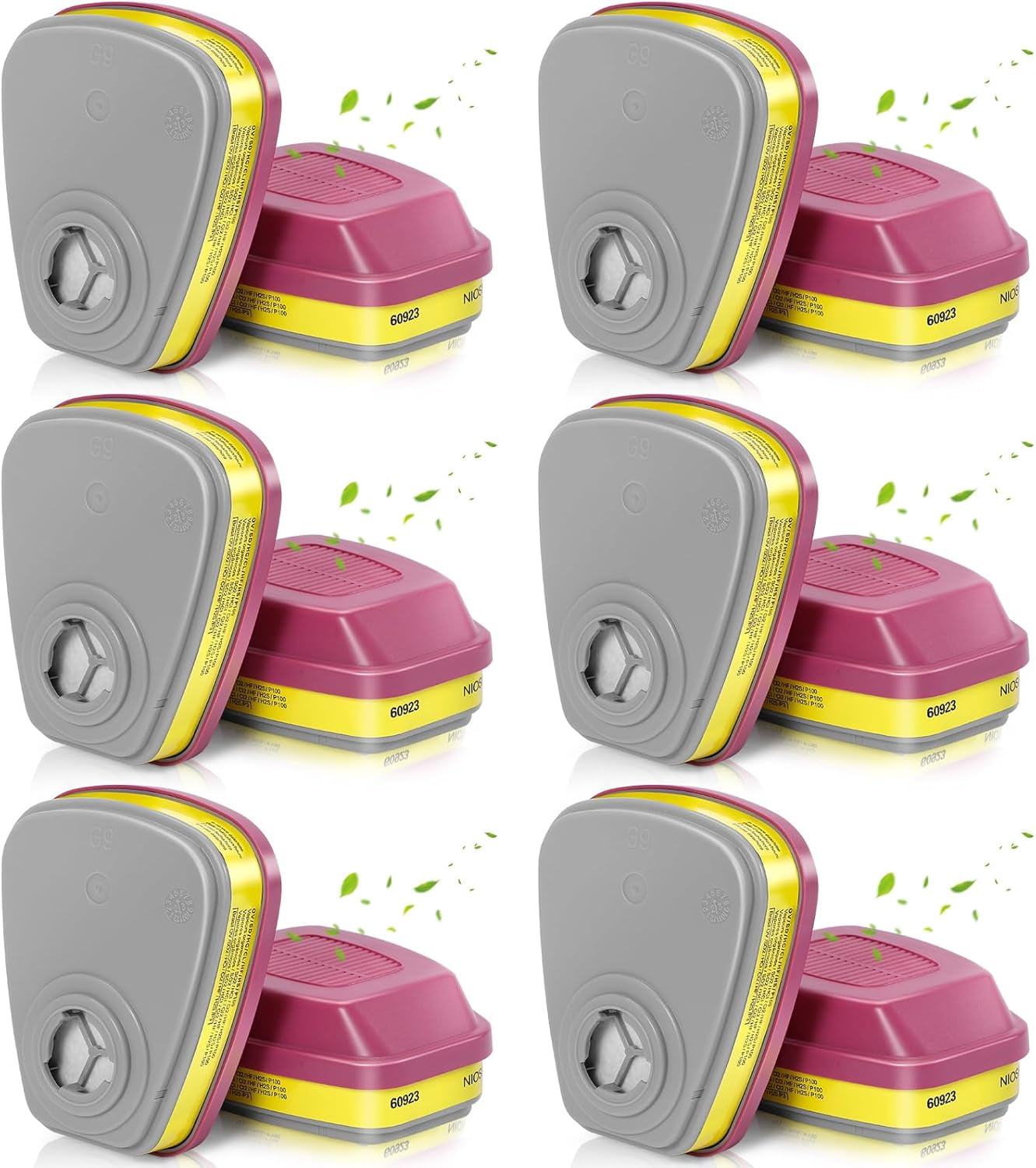 6 Pairs 60923 Respirator Cartridge for Respirator, Particulates Filter ...