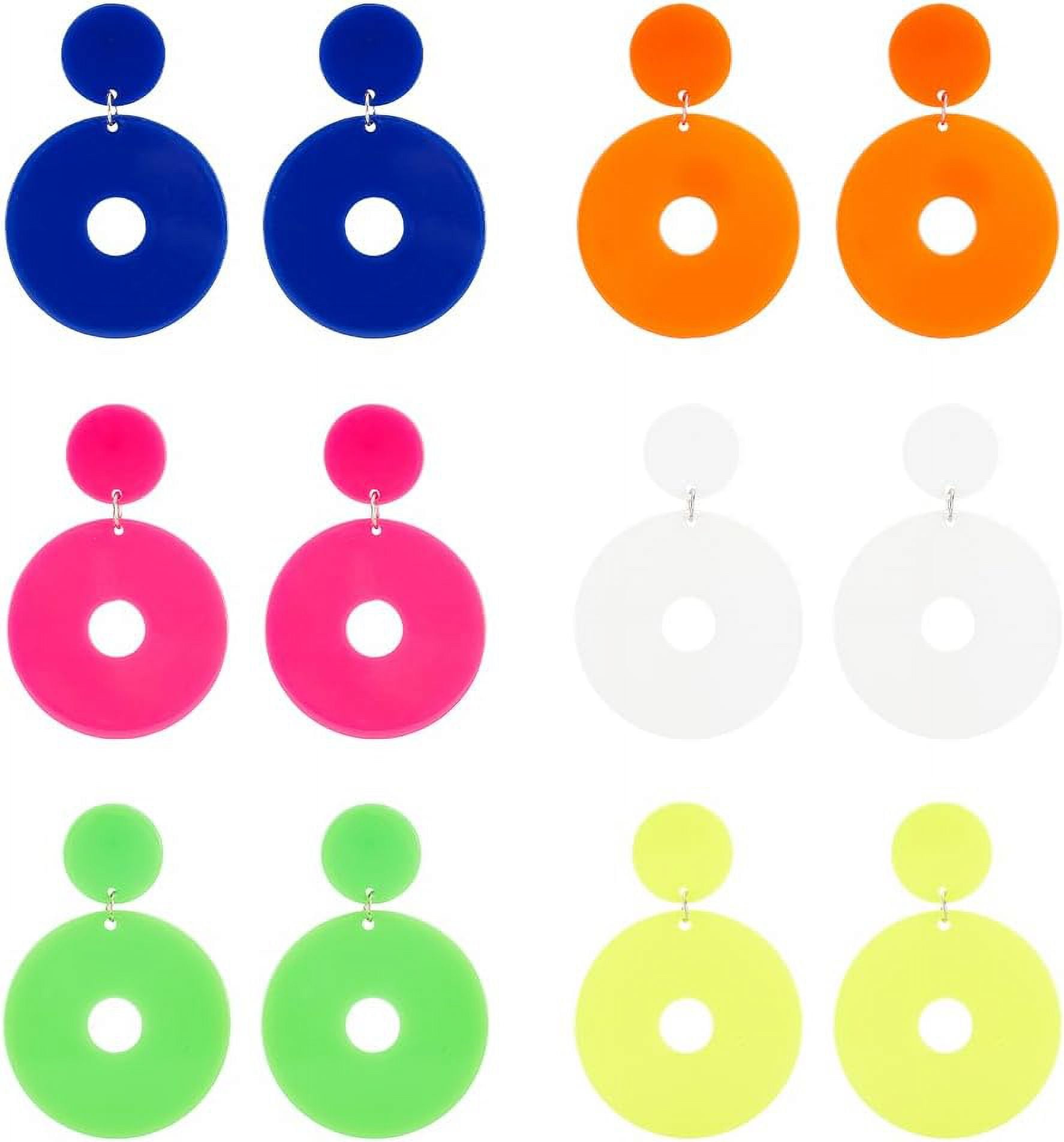 6 Pairs Acrylic Hollow Round Dangle Drop Earrings for Women Boho ...