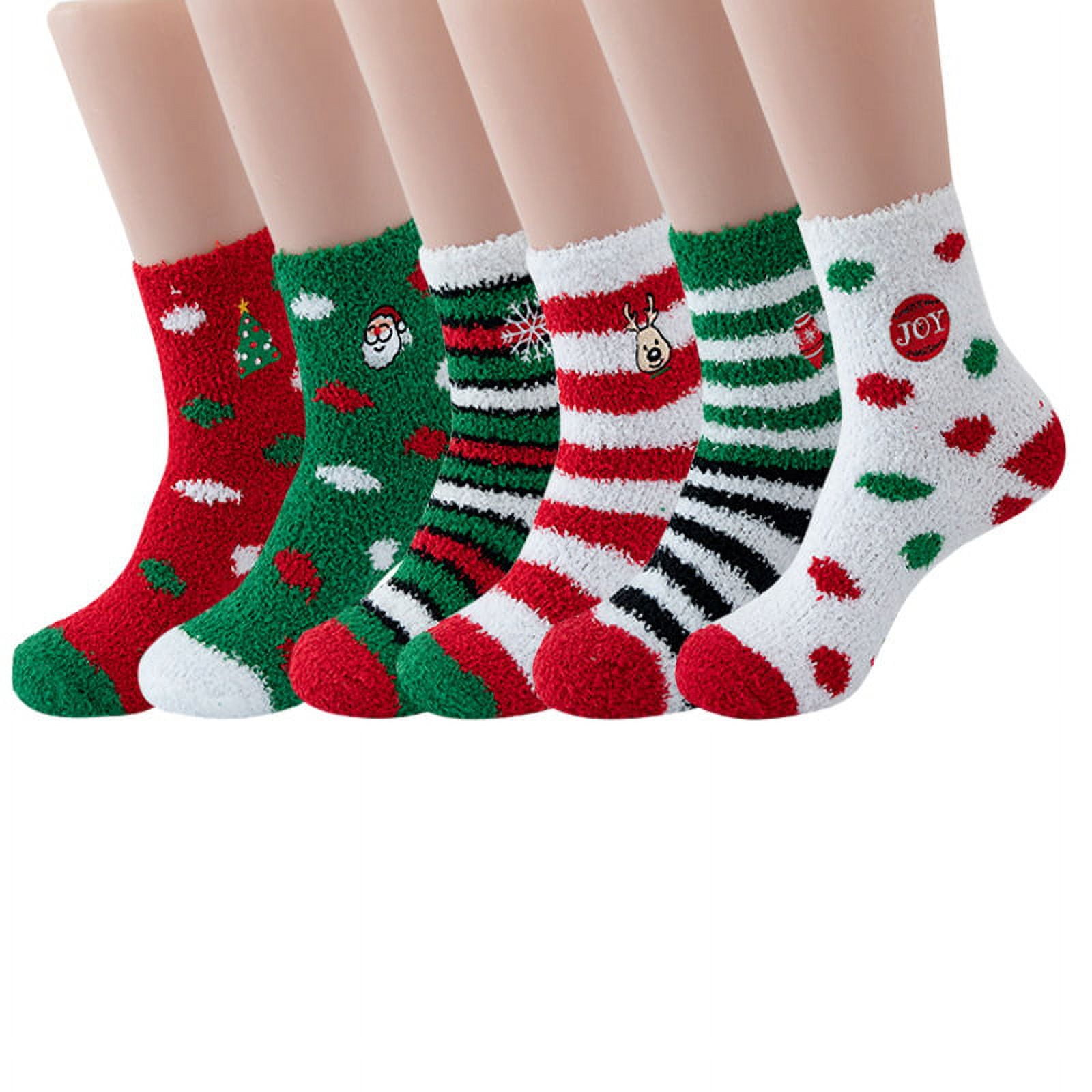 6 Pairs Adult Christmas Holiday Socks Warm Winter Cozy Socks Fuzzy