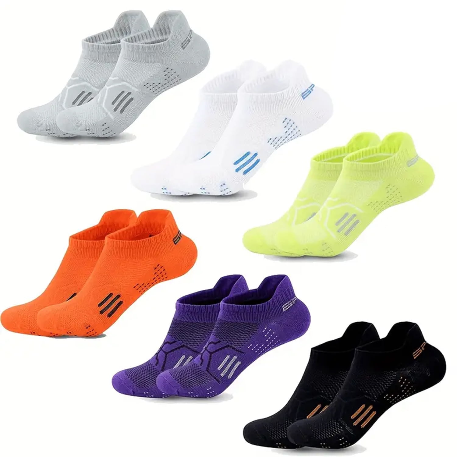 6 Pairs Ankle Running Socks Low Cut Breathable Sports Tab Cushioned ...