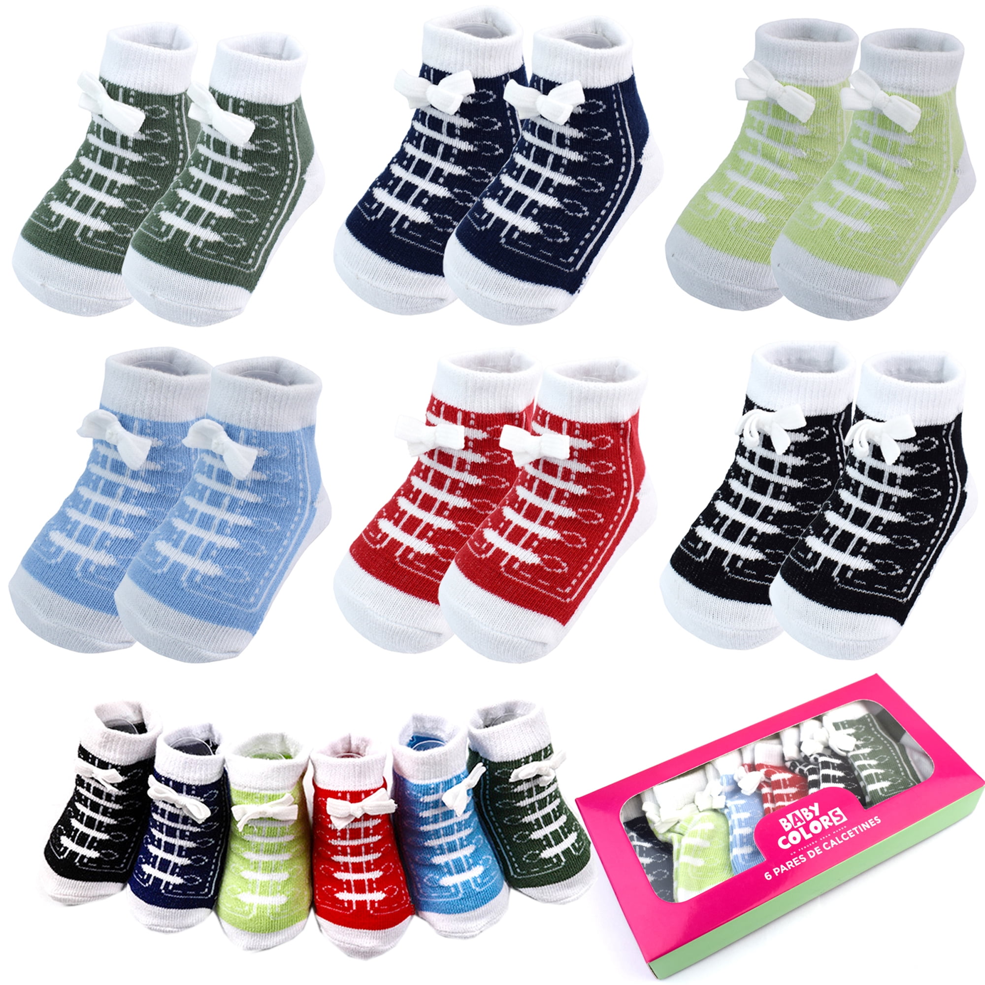 6 Pairs Baby Cotton Sneaker Newborn Ankle Sock Crew Walkers Bootie ...