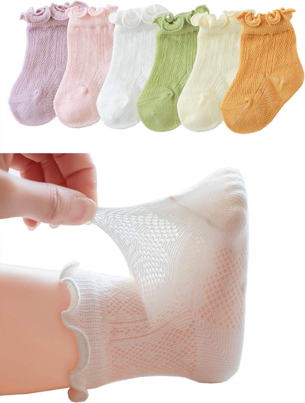 6 Pairs Baby Toddler Girls Princess Cotton Frilly Socks Lace Ruffle ...