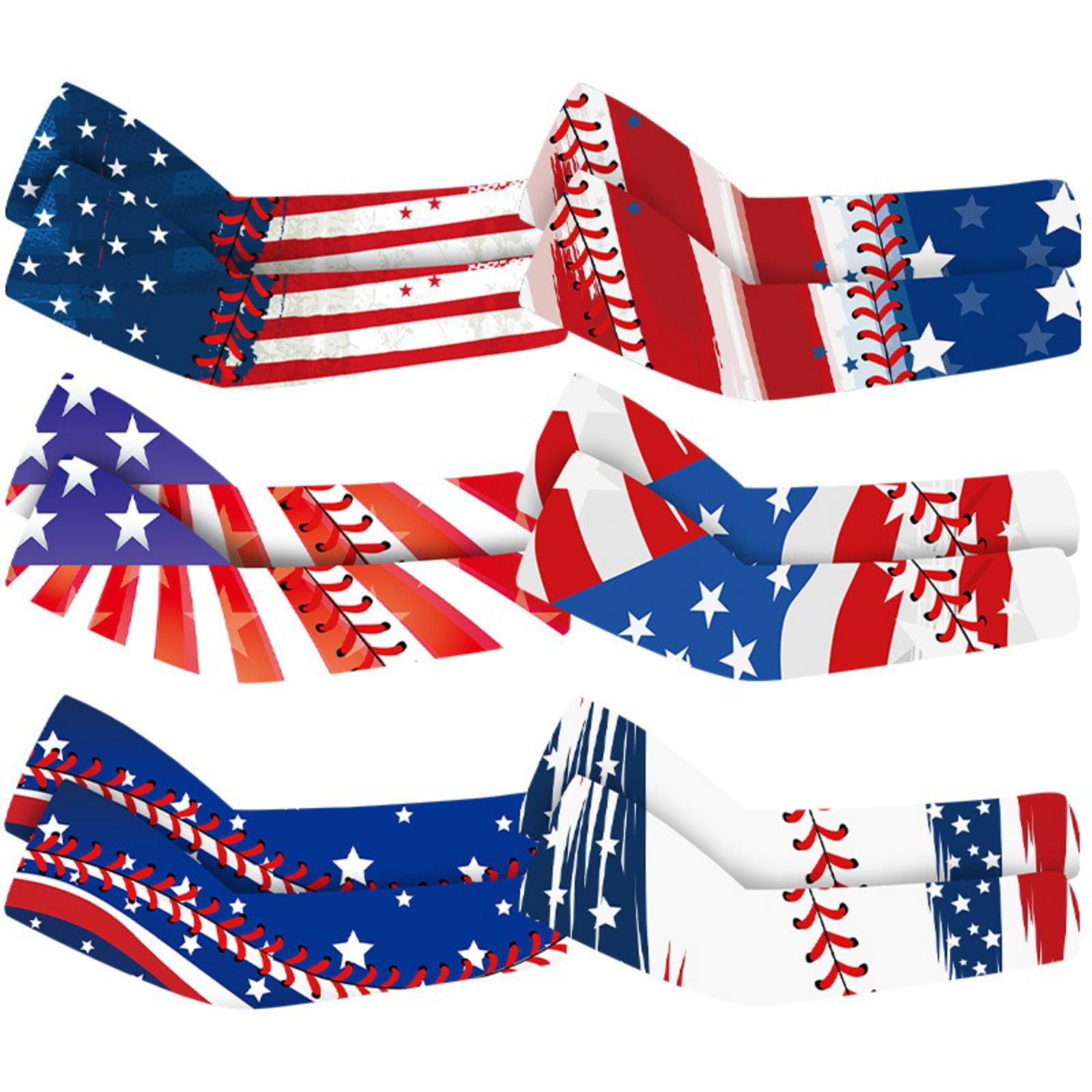 6 Pairs Baseball Arm Sleeves for Children Youth USA Flag Digital ...