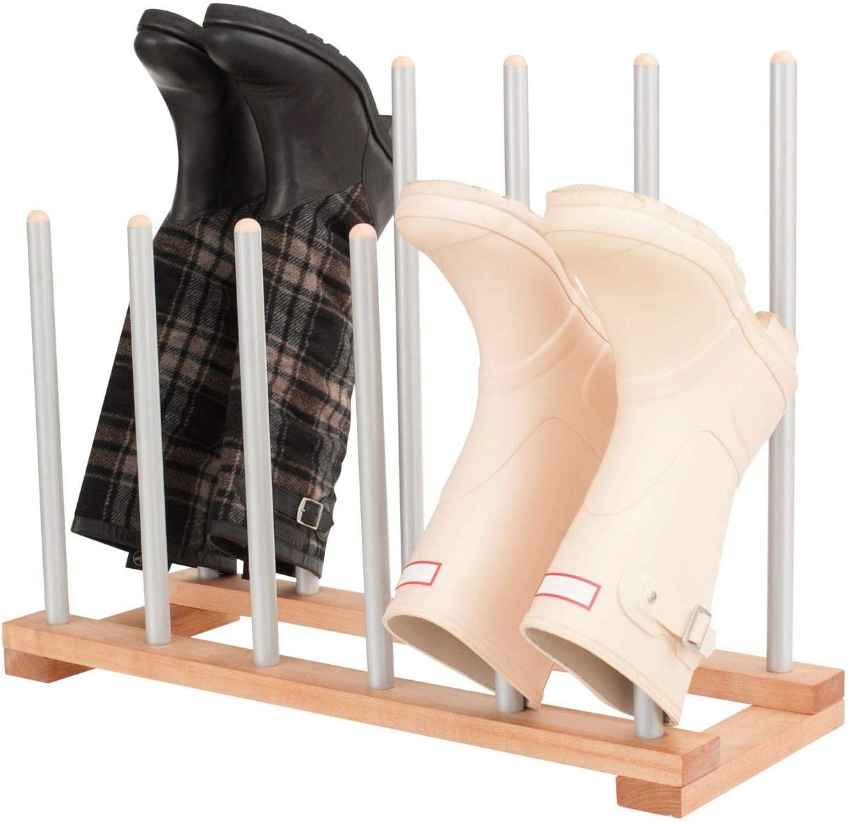 6 Pairs Birch Wood Boot Rack Free Standing Organizer, Easy to Assemble ...