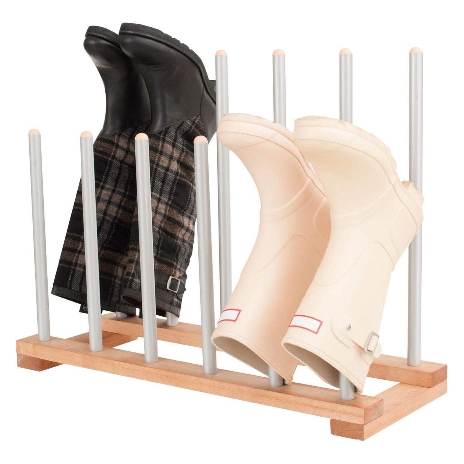 6 Pairs Birch Wood Boot Rack Standing Organizer, Easy to Assemble ...
