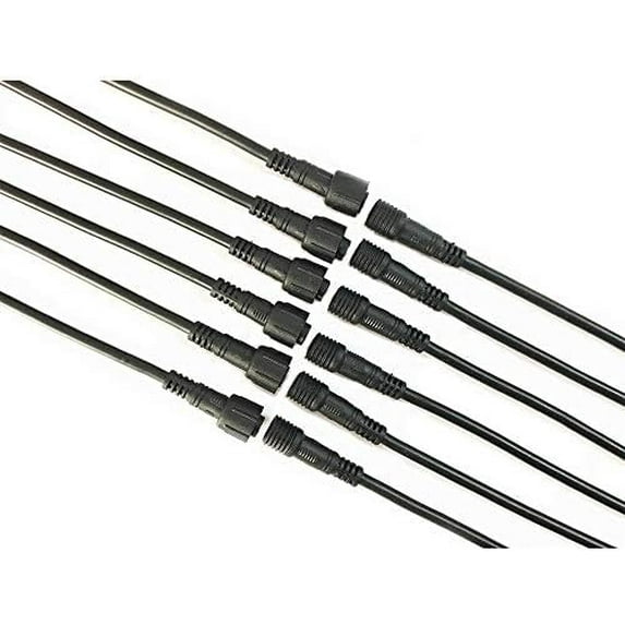 6 Pairs Black Pigtail Waterproof 2-Core 2-Pin Connectors - Plug/Socket ...