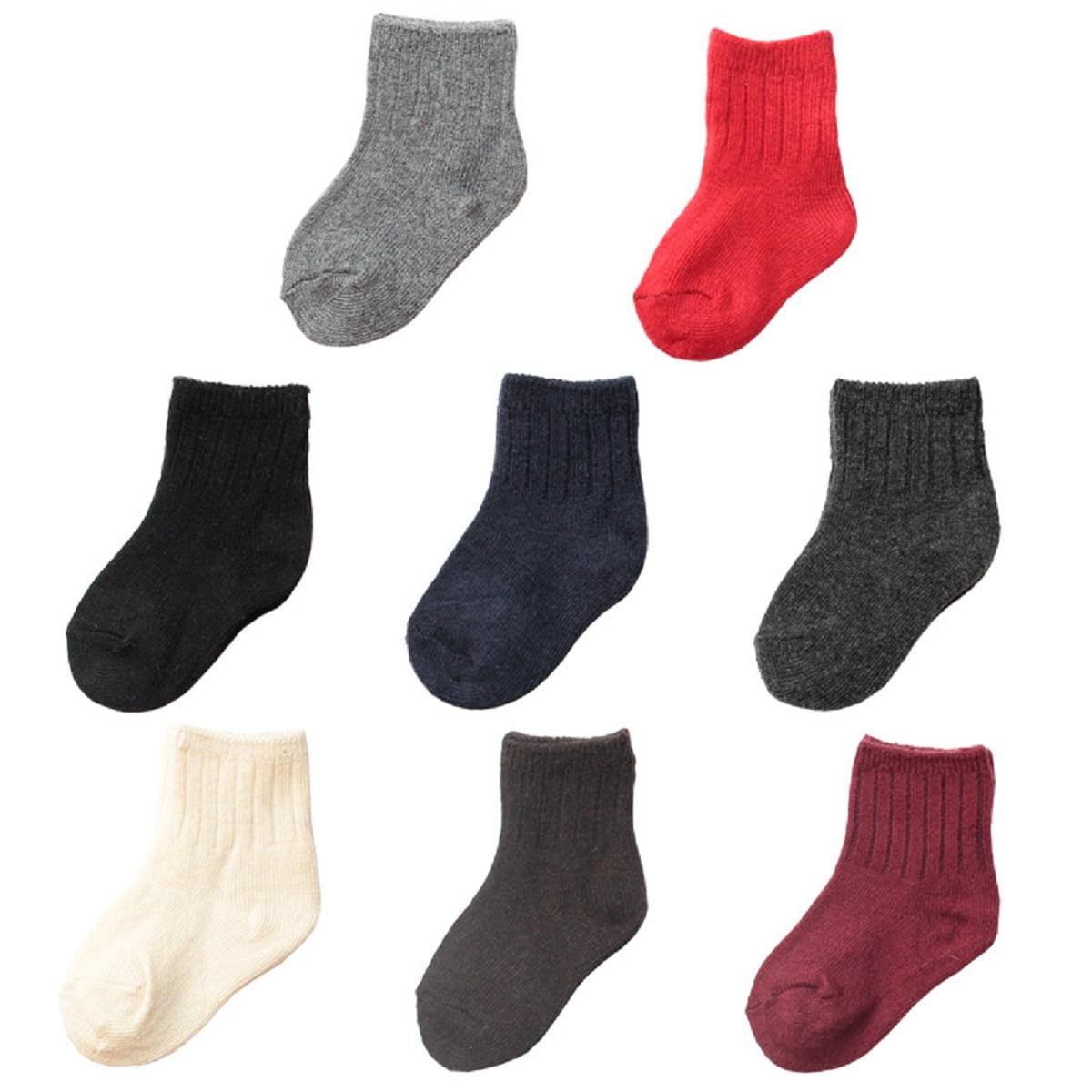 6 Pairs Children's Durable, Stretchable, Thick & Warm Wool Crew Socks ...