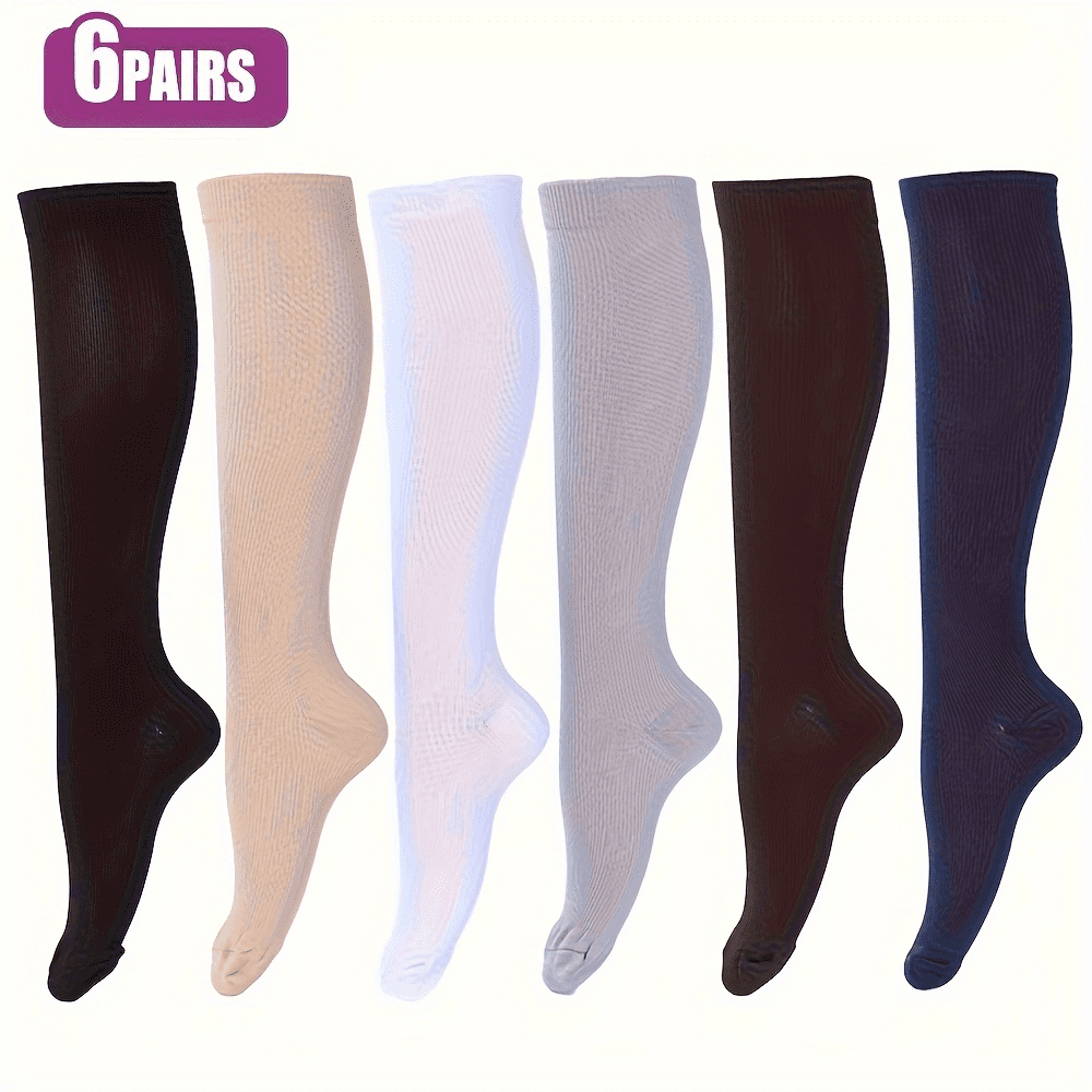 6 Pairs Compression Socks for Men Women Knee Support Hose Medias De ...