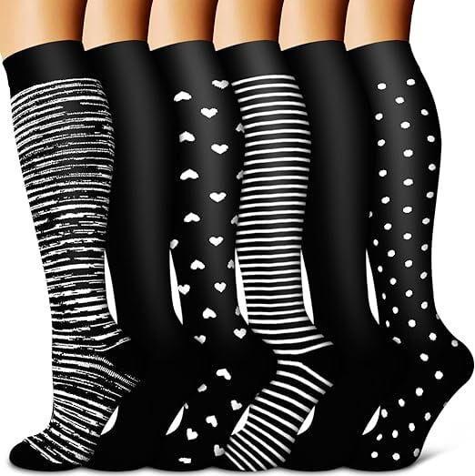6 Pairs Compression Socks for Men Women Knee Support Hose Medias De ...