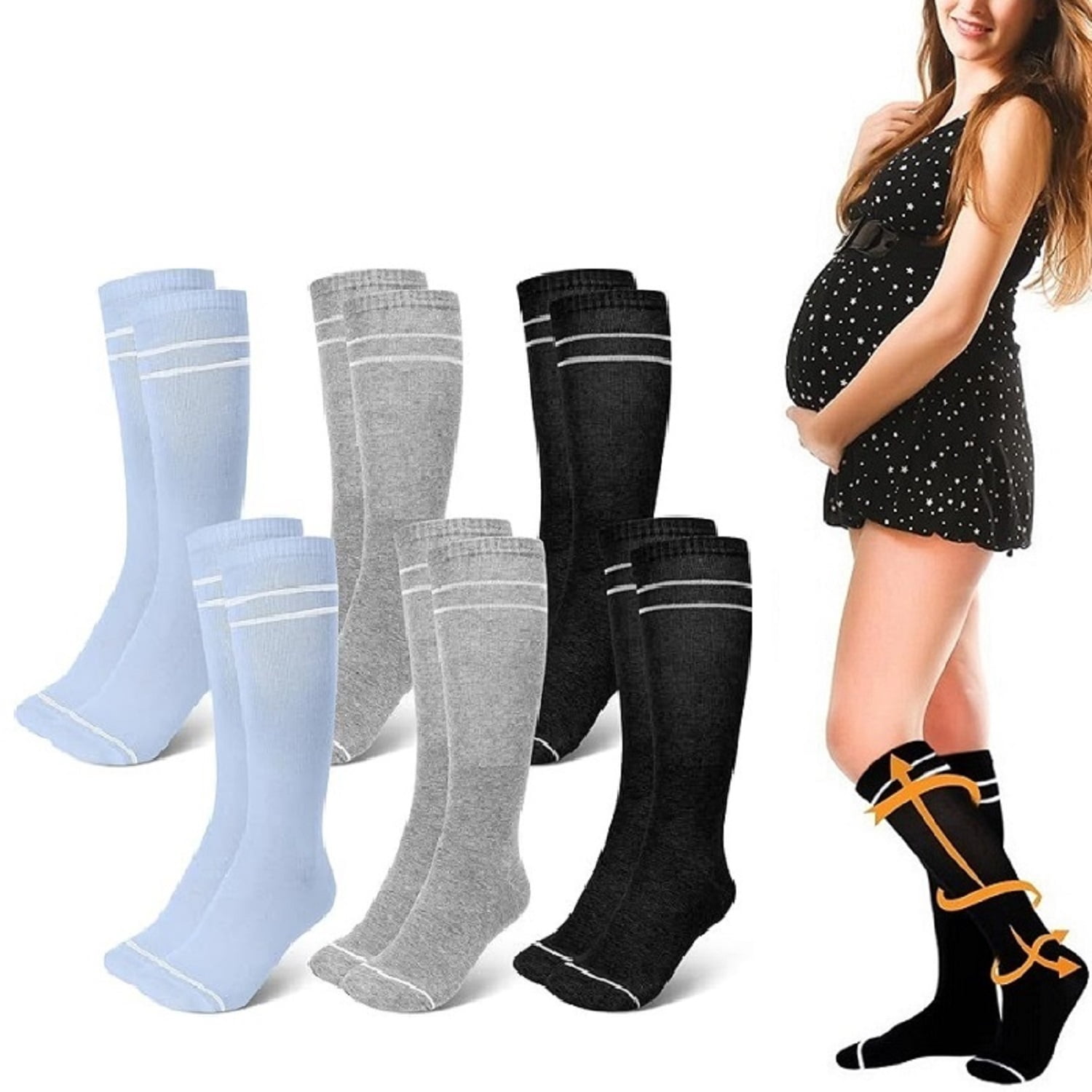 6 Pairs Athletic Compression Socks for Women, Cute Socks for Nurse ...