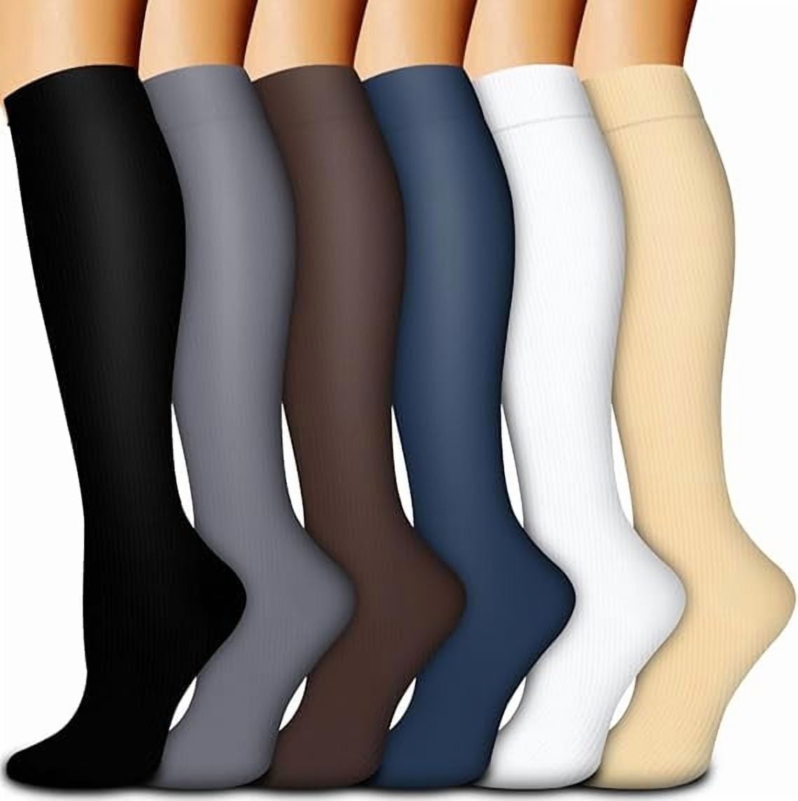 BEVTEE, 6 Pairs Compression Socks for Women and Men, Multi-Zone Support ...
