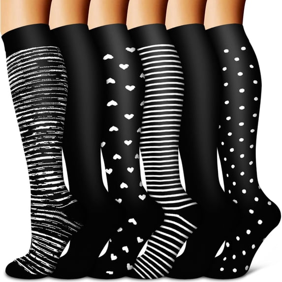 6 Pairs Compression Socks for Women and Men - Best Support for Running ...