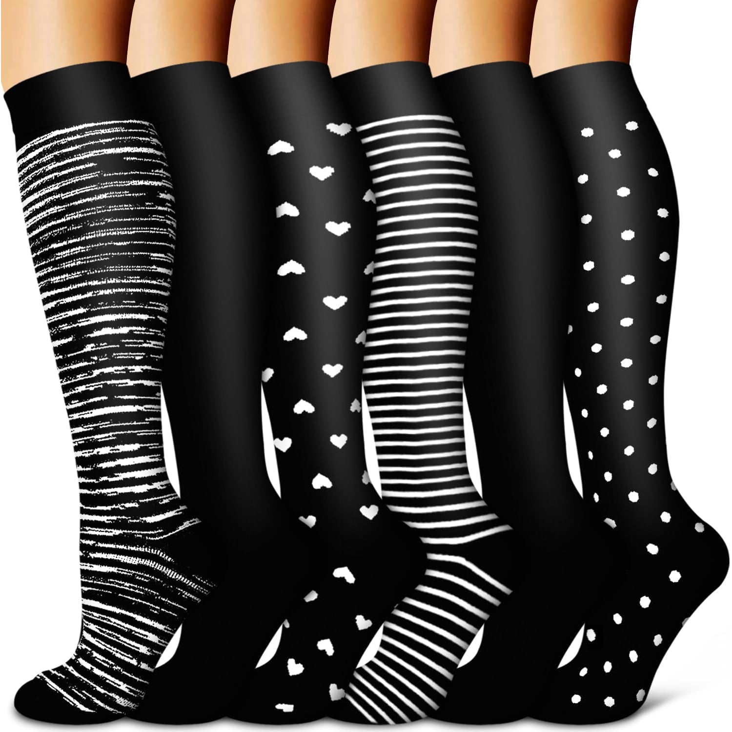 6 Pairs Compression Socks for Women and Men - Best Support for Running ...