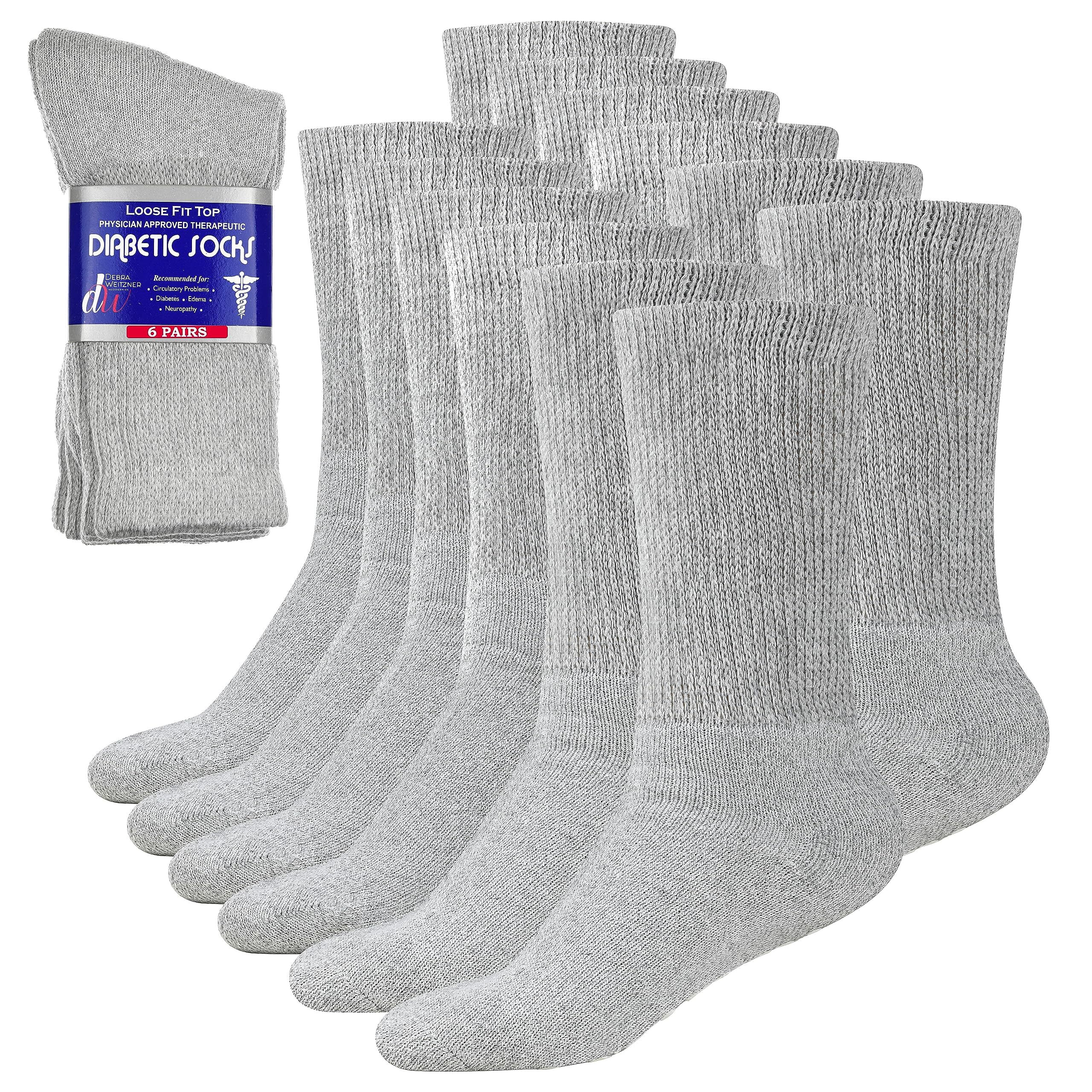 6 Pairs Cotton Diabetic Crew Socks for Healthy Blood Circulator ...