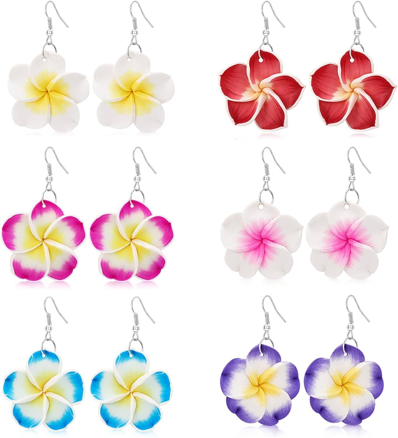 Phogary Polymer Clay Floral Earrings, Tropical Frangipani Dangle ...