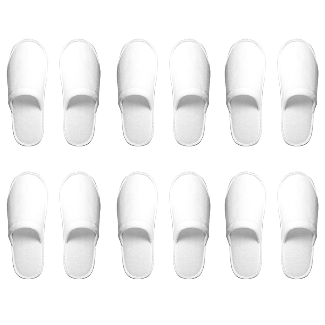 6 Pairs Disposable House Slippers for Guests, Velvet Closed Toe ...