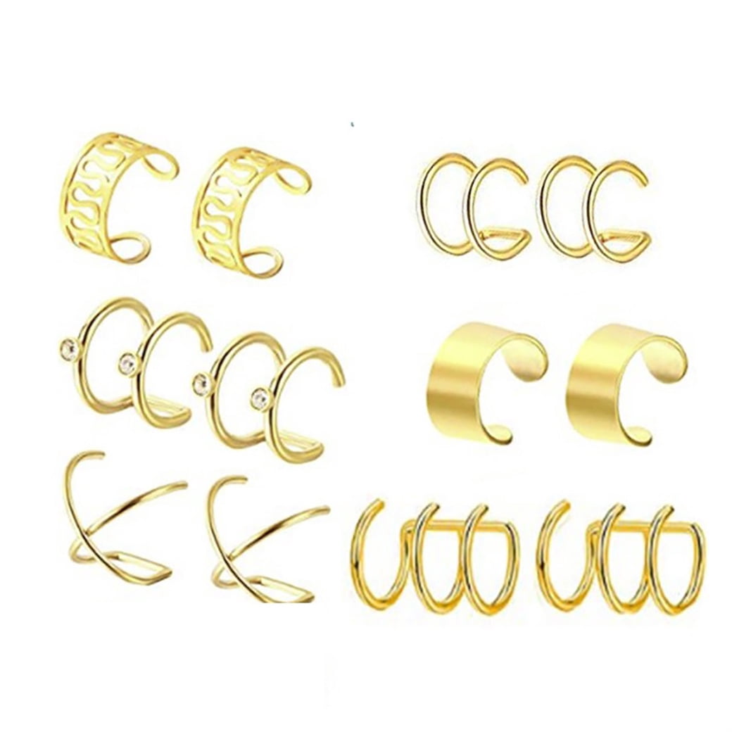 6 Pairs Ear Cuff Set, Fashionable No-Piercing Cartilage Ear Clips ...