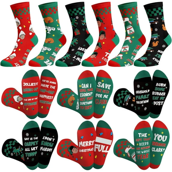 6 Pairs Funny Christmas Socks for Women Men, National Lampoons ...