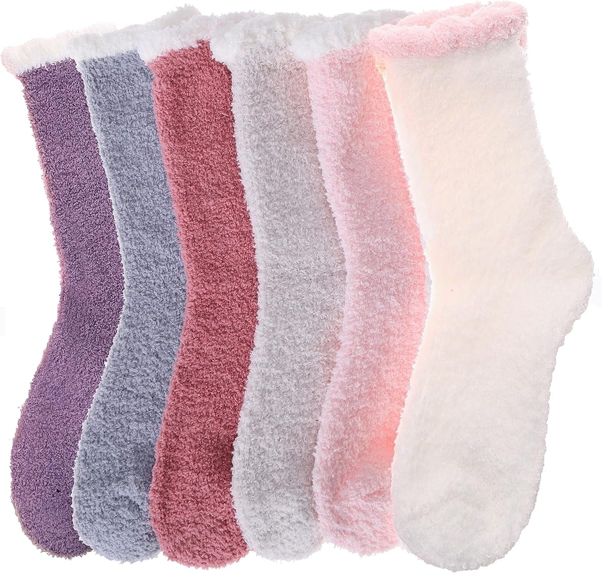 6 Pairs Fuzzy Socks Warm Winter Slipper Fluffy Sleep Cozy Comfy Socks ...