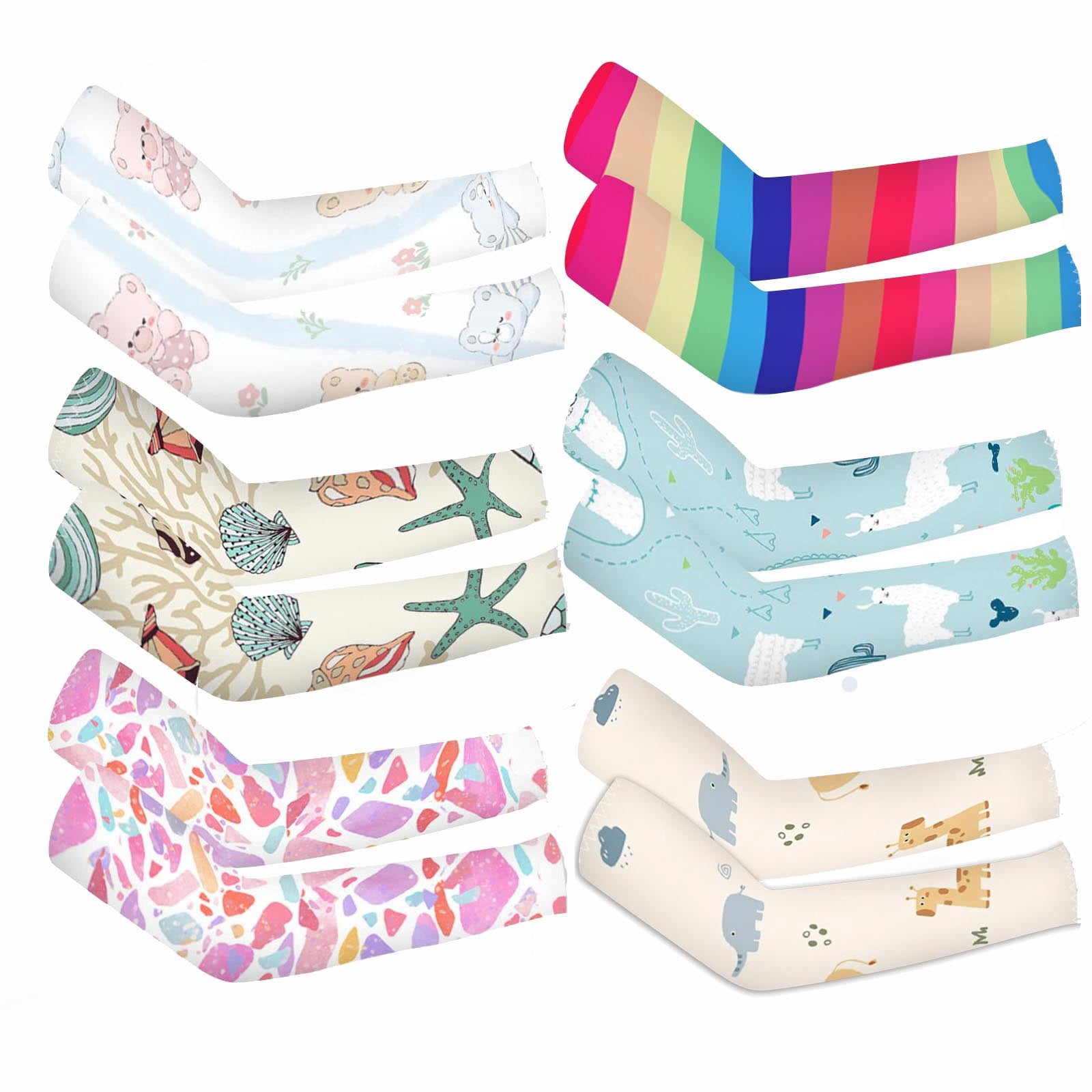 6 Pairs Girls Comfy Arm Sleeves Stretch Sun Protection Sleeve to Cover ...