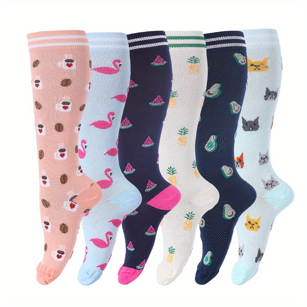 6 Pairs Graduated Compression Socks for Women & Men - Knee High ...