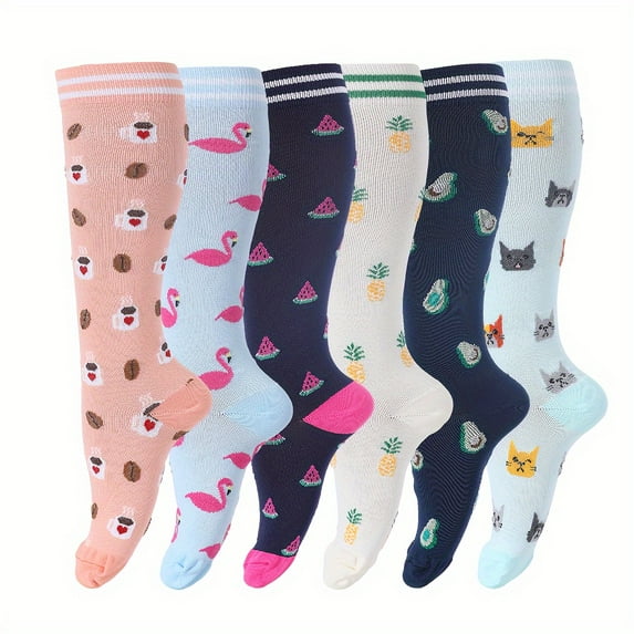 6 Pairs Graduated Compression Socks for Women & Men - Knee High ...