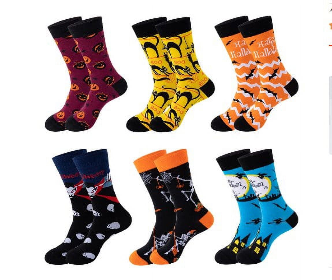 6 Pairs Halloween Socks Spooky Funny Pumpkin Socks Cotton Socks Novelty ...