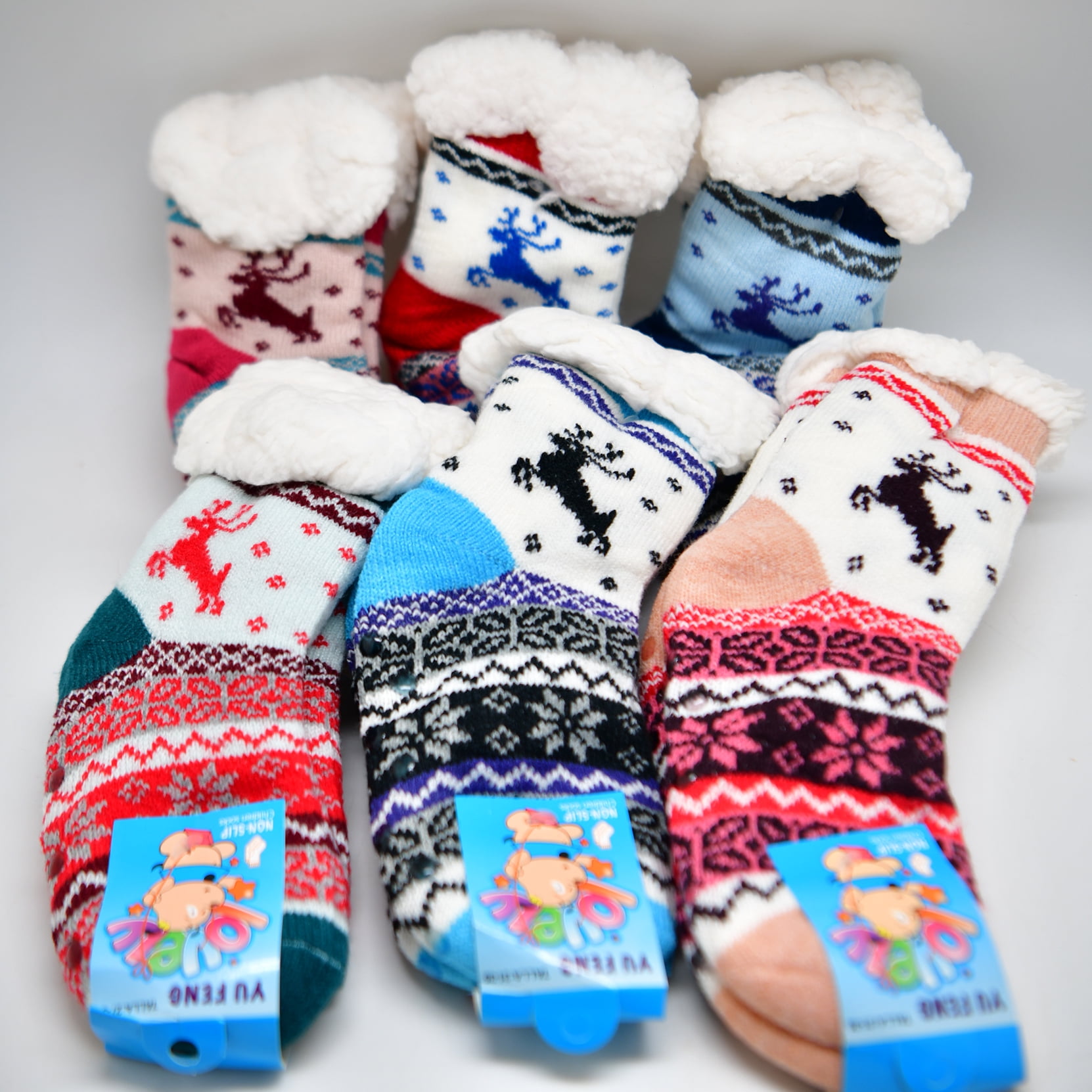 (6 Pairs) Kids Winter Warm Socks, Christmas Socks for Children, Anti ...