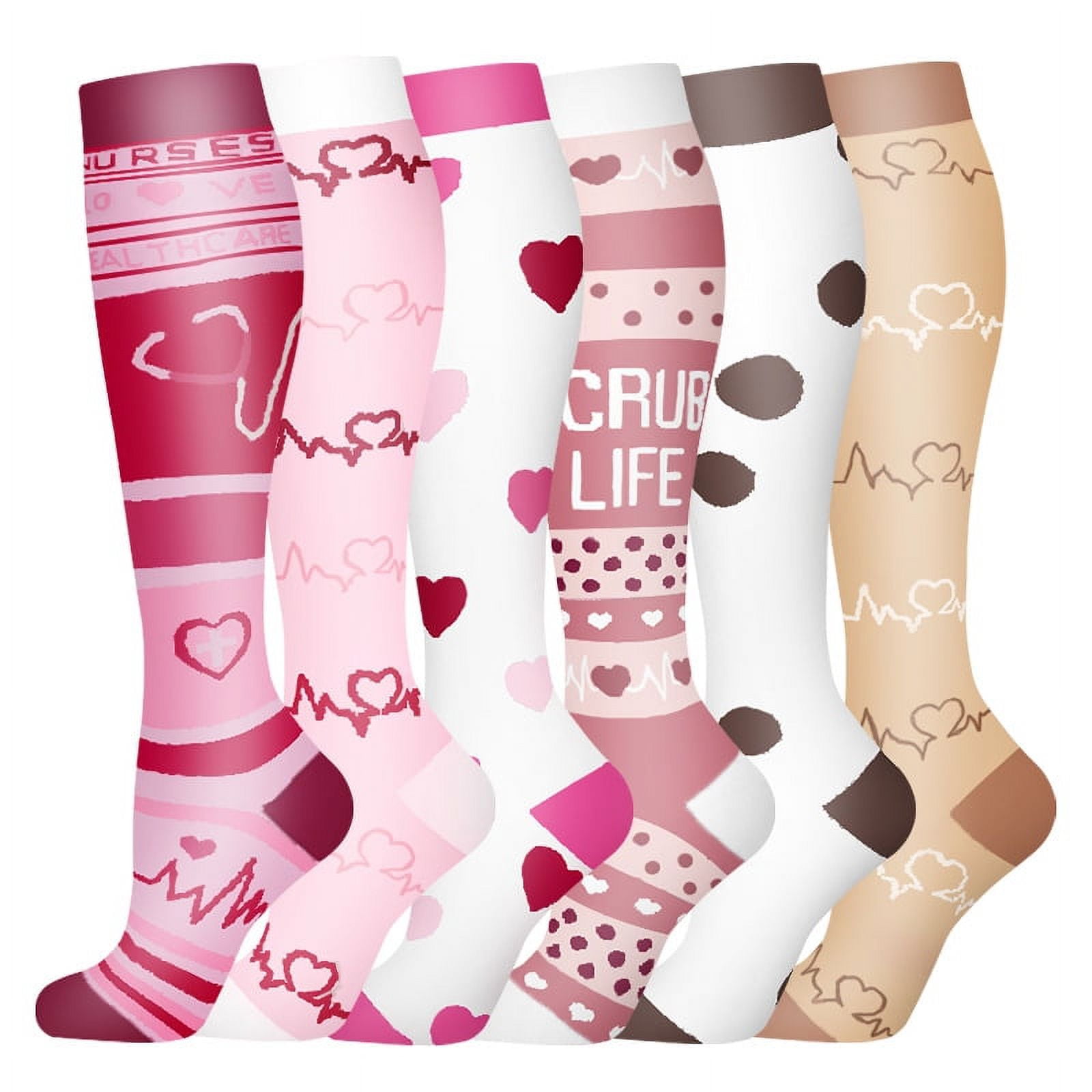 6 Pairs Knee High Support Stockings for Circulation Nurses Pregnant ...