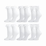 6 Pairs Lace Ruffle Crew Socks for Women,Cotton Cute Princess Ankle ...