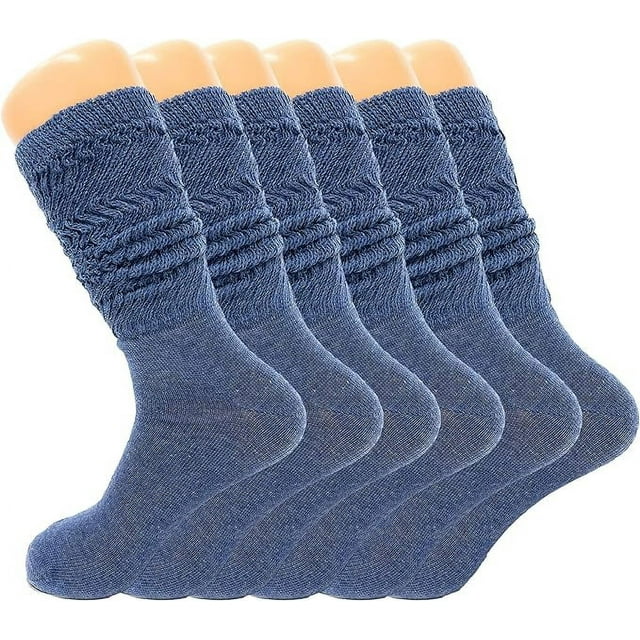6 Pairs Lightweight Slouch Knee High Socks with Thin Sole (Captains ...