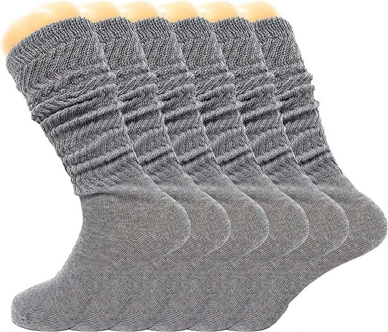 6 Pairs Lightweight Slouch Knee High Socks with Thin Sole (Gray ...