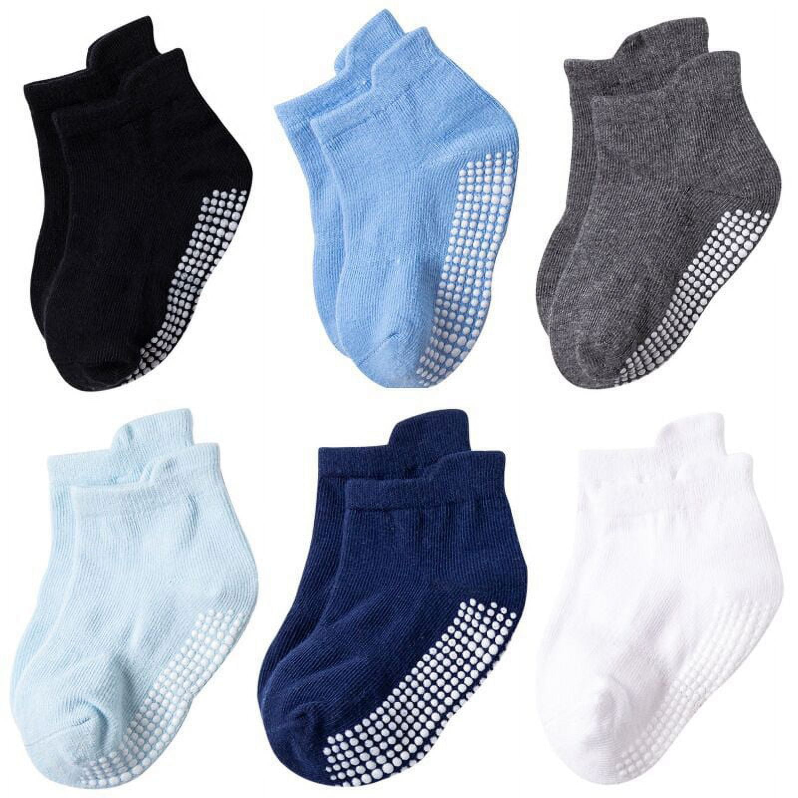 6 Pairs/Lot Spring Autumn Kids Anti-slip Socks Solid Color Soft ...
