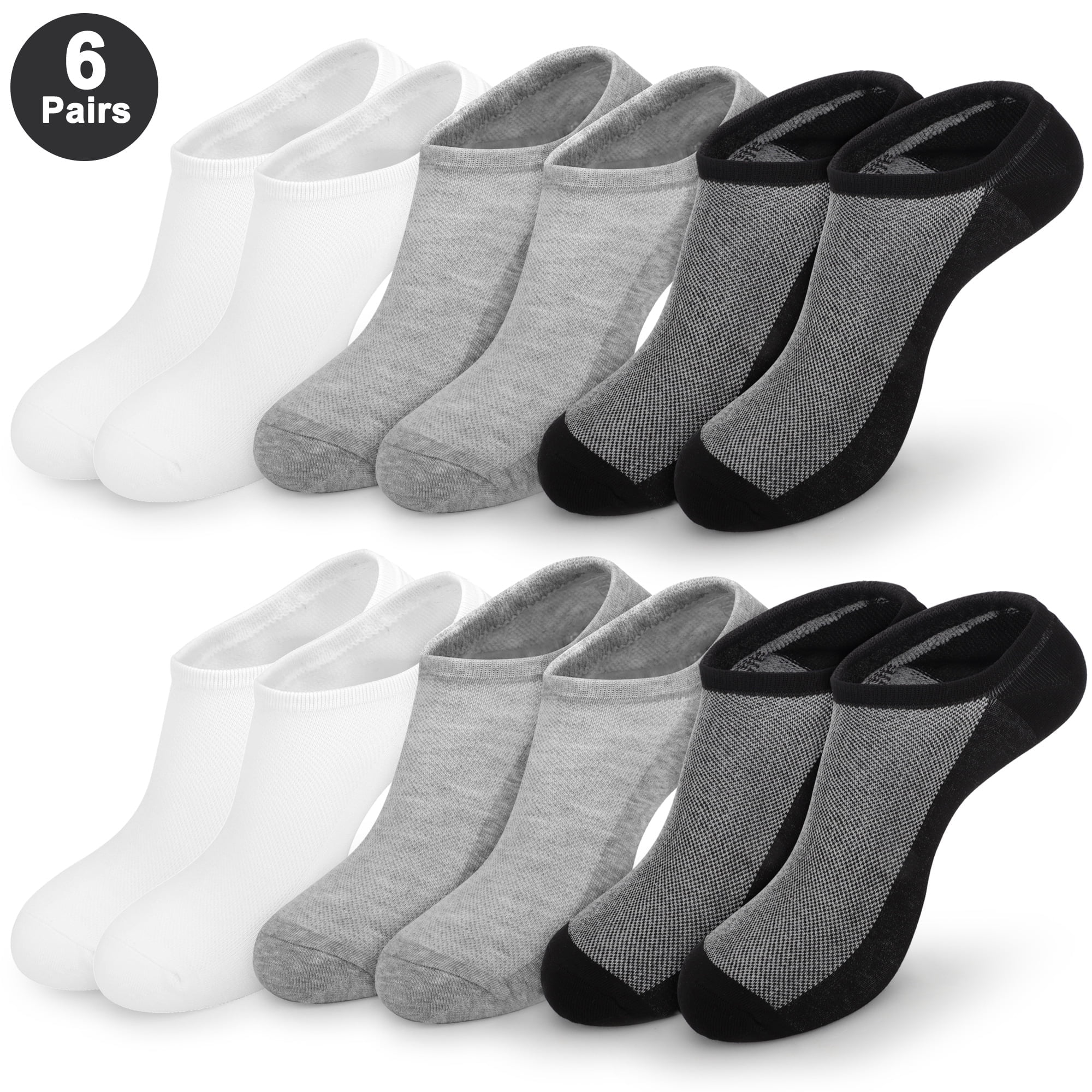 6 Pairs Low Cut Socks, EEEkit Soft and Non-Slip No Show Ankle Socks for ...