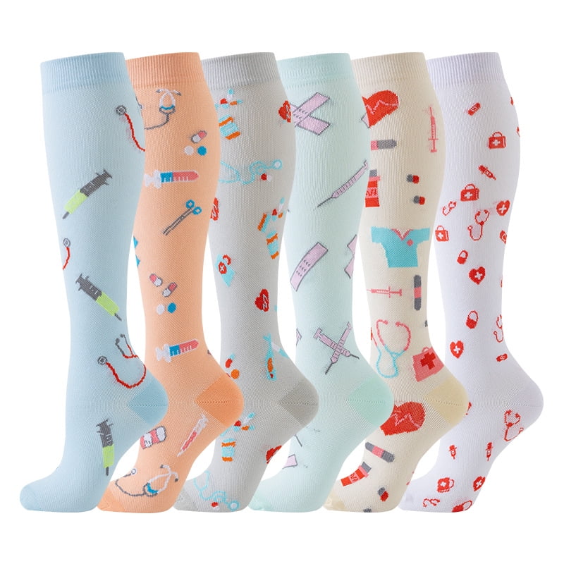 6 Pairs Medical Instruments Printed Compression Socks for Men & Women ...