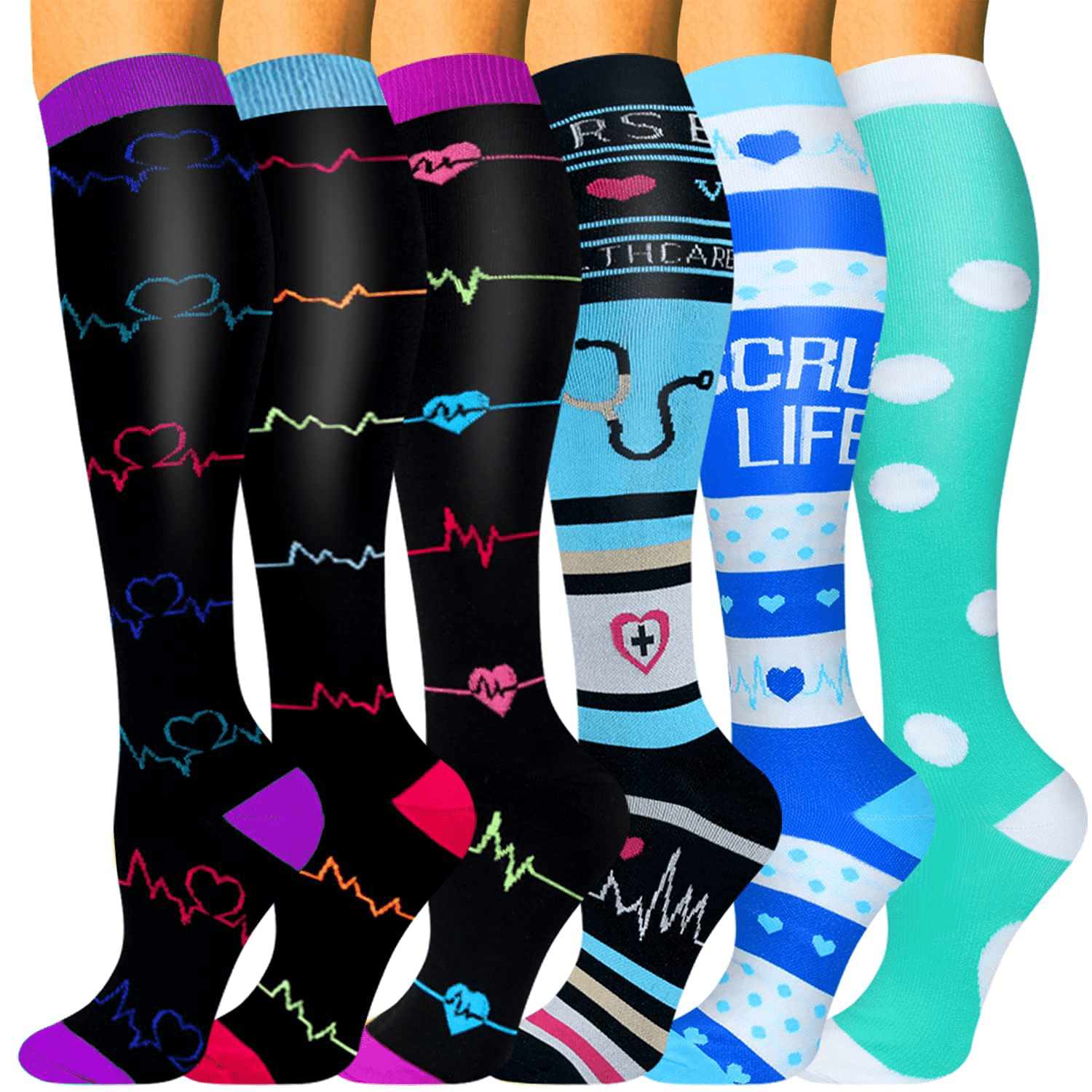 6 Pairs Medical Sport Copper Compression Socks With Anti-slip Silicone ...