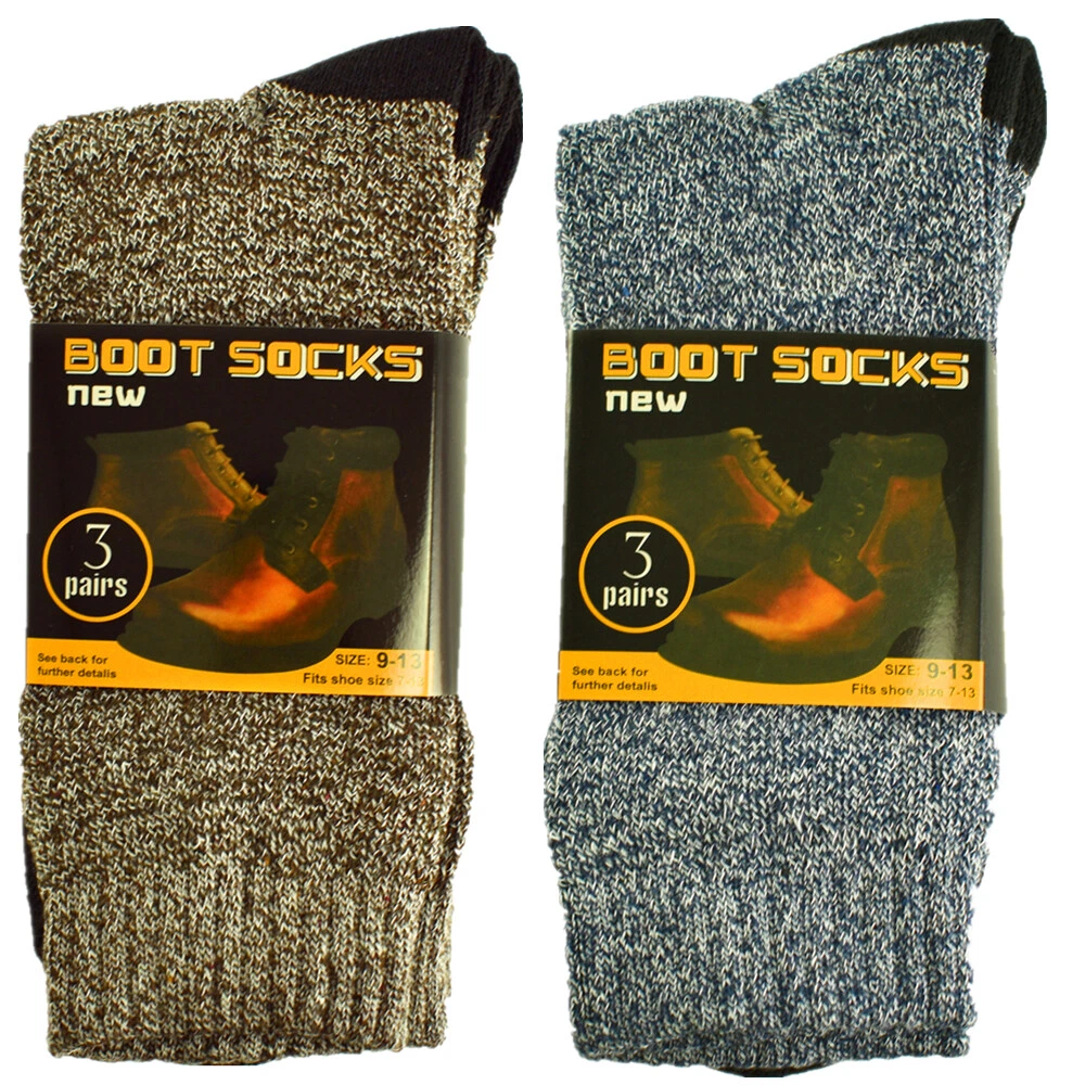 6 Pairs Men Winter Thermal Heavy Duty Cotton Knitted Work Boots Socks Size 9-13 - Walmart.com