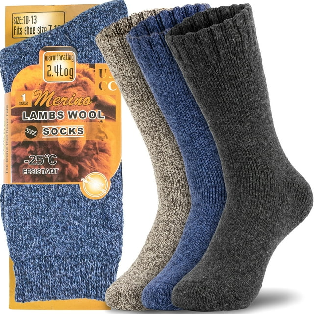 6 Pairs Men's Merino Wool Thermal Socks, Warm Insulated for Winter, Ski ...